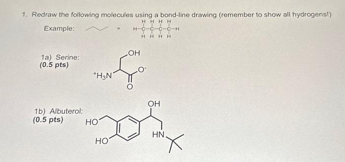 Solved 1. Redraw the following molecules using a bond-line | Chegg.com