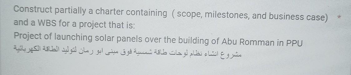 Solved Construct partially a charter containing (scope, | Chegg.com