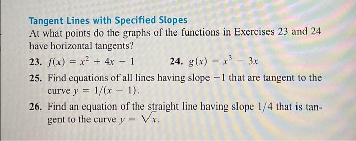 Solved Tangent Lines with Specified Slopes At what points do | Chegg.com