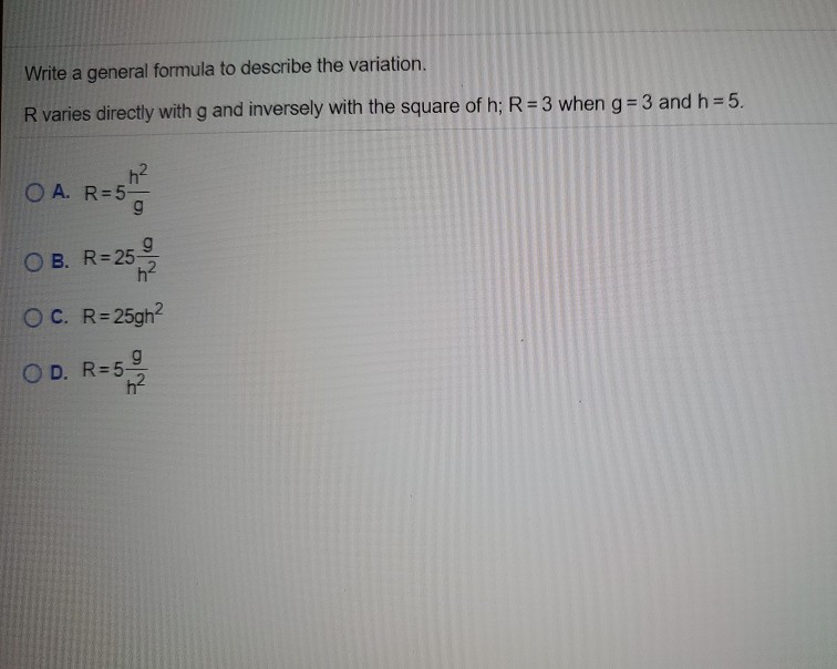Solved Write a general formula to describe the variation. R | Chegg.com