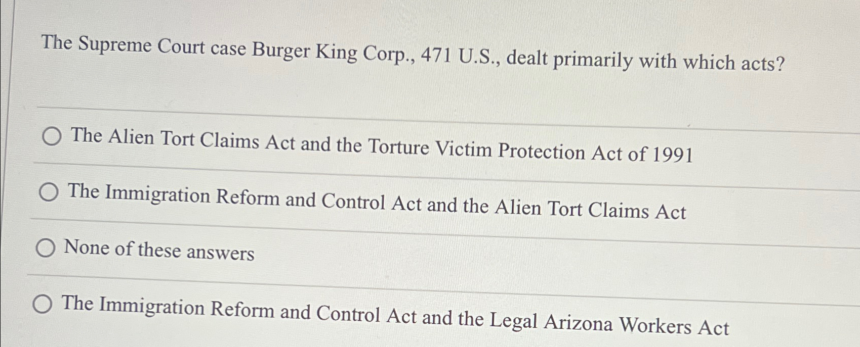 Solved The Supreme Court case Burger King Corp., 471 ﻿U.S., | Chegg.com