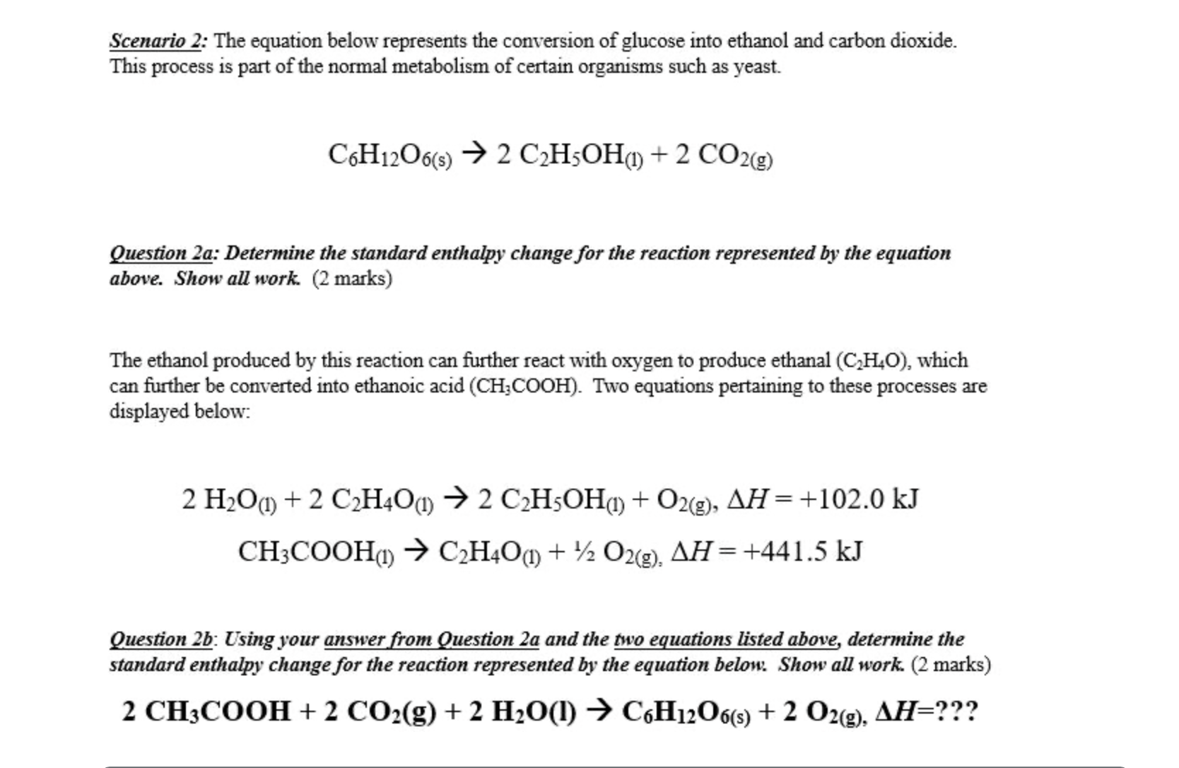 Solved Scenario 2: The equation below represents the | Chegg.com
