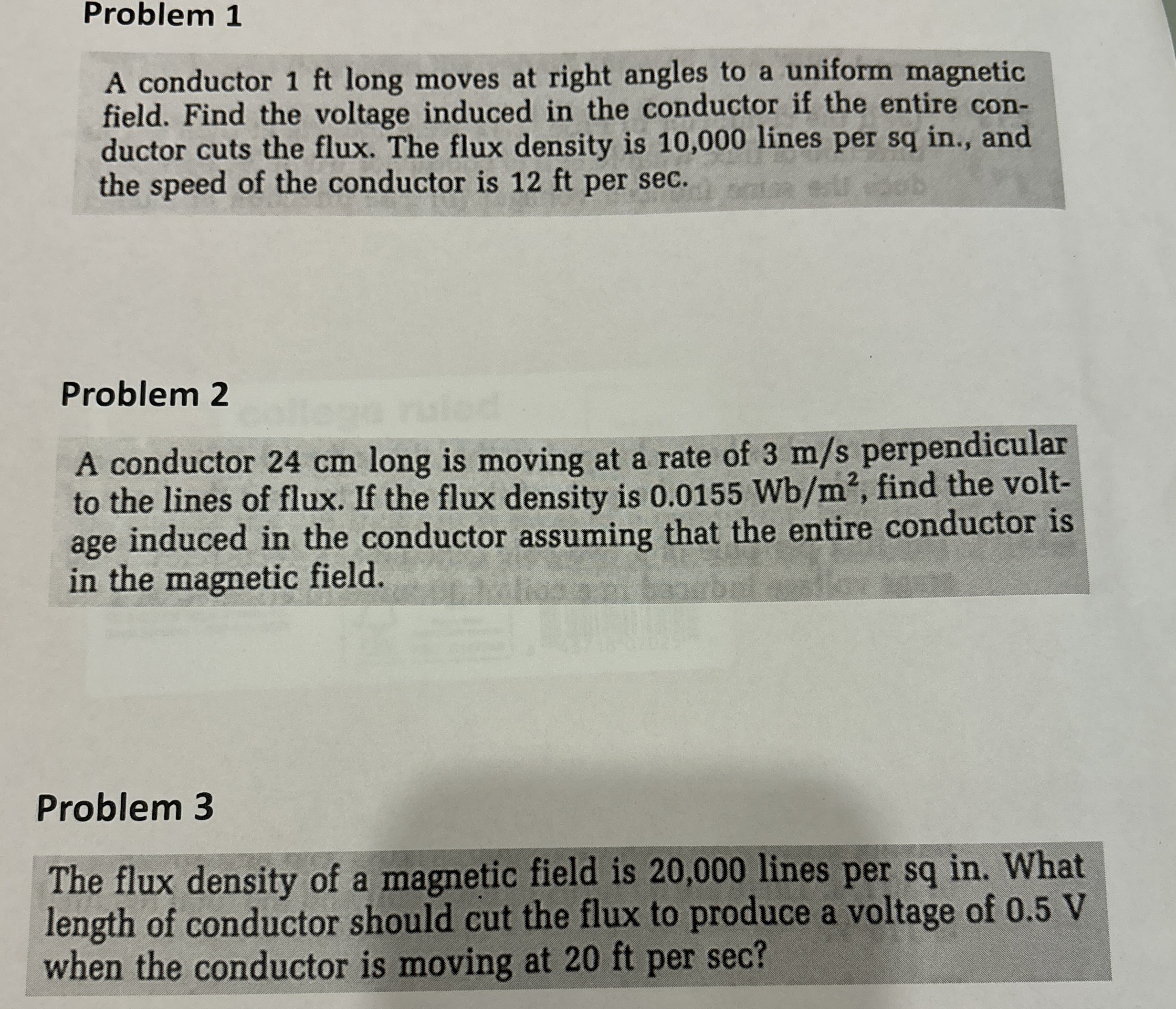 Solved Problem 1A conductor 1 ﻿ft long moves at right angles | Chegg.com