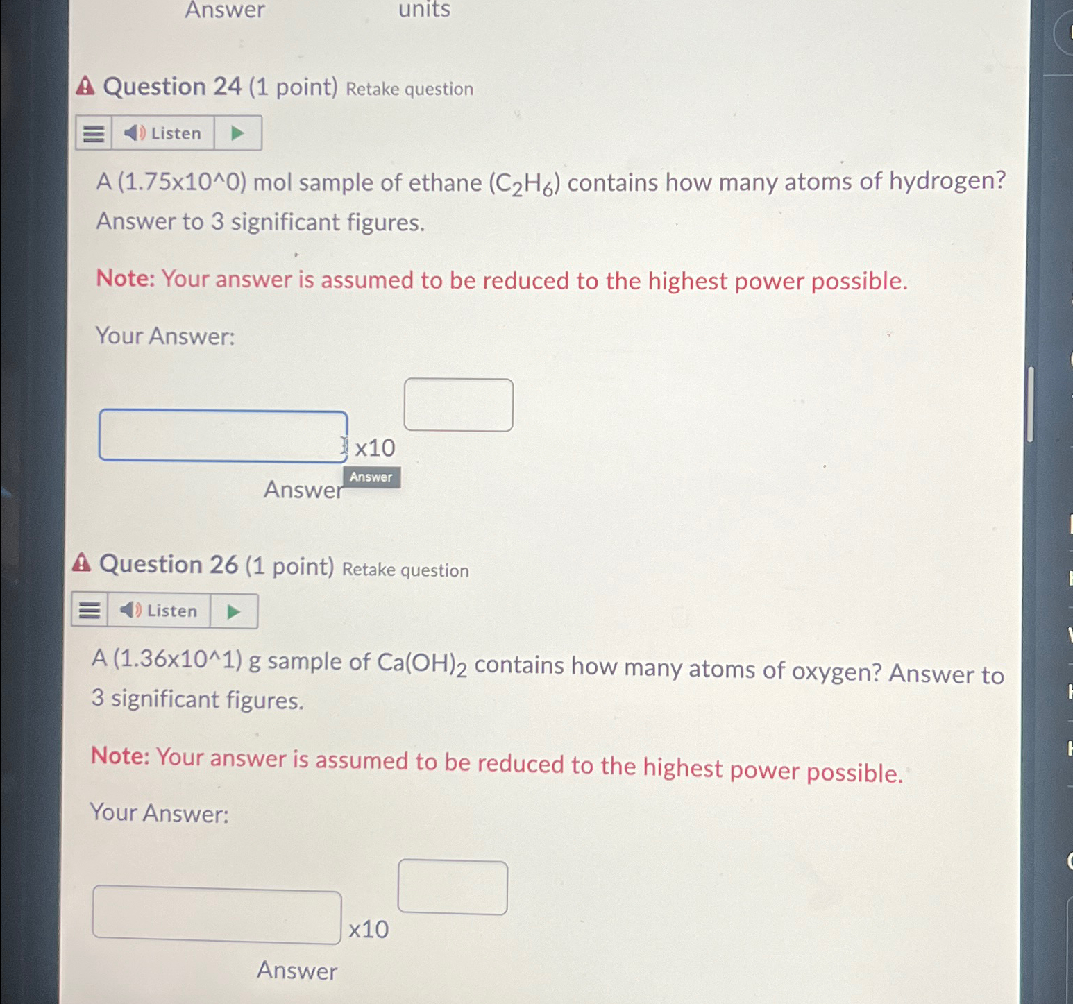 Solved AnswerunitsA Question 24 (1 ﻿point) ﻿Retake | Chegg.com