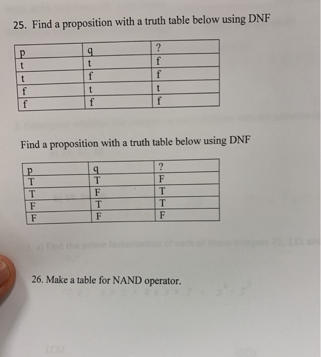 Solved 25. Find a proposition with a truth table below using | Chegg.com