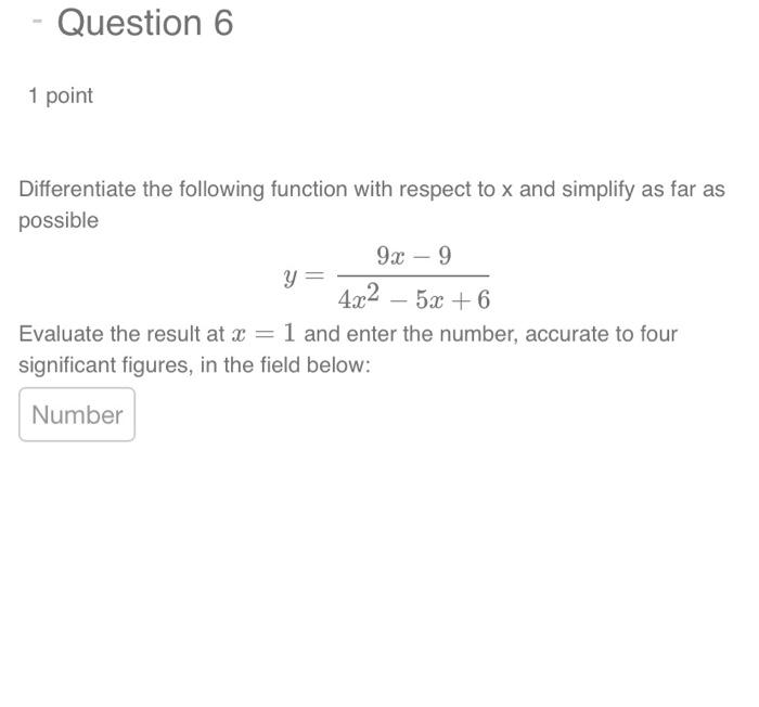Solved 1 point Differentiate the following function with | Chegg.com