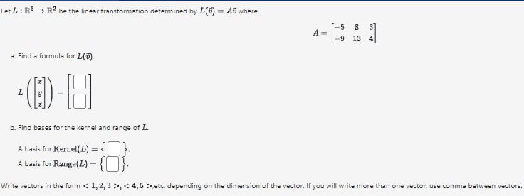 Solved Let L:R3→R2 ﻿be the linear transformation determined | Chegg.com