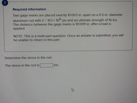Solved Required information Two gage marks are placed | Chegg.com