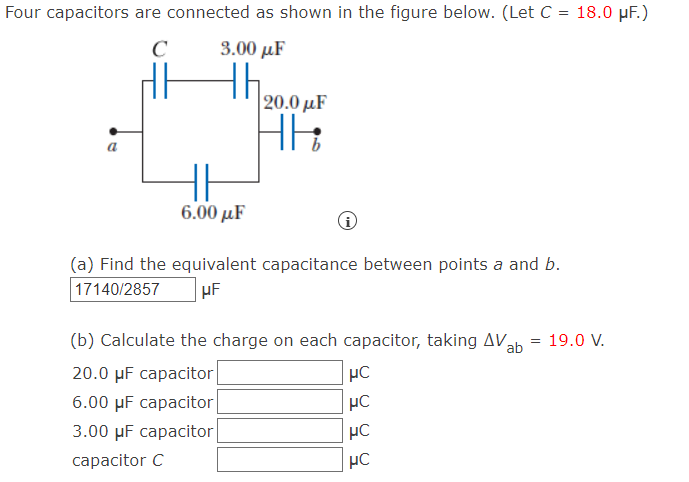 Solved Four capacitors are connected as shown in the figure | Chegg.com