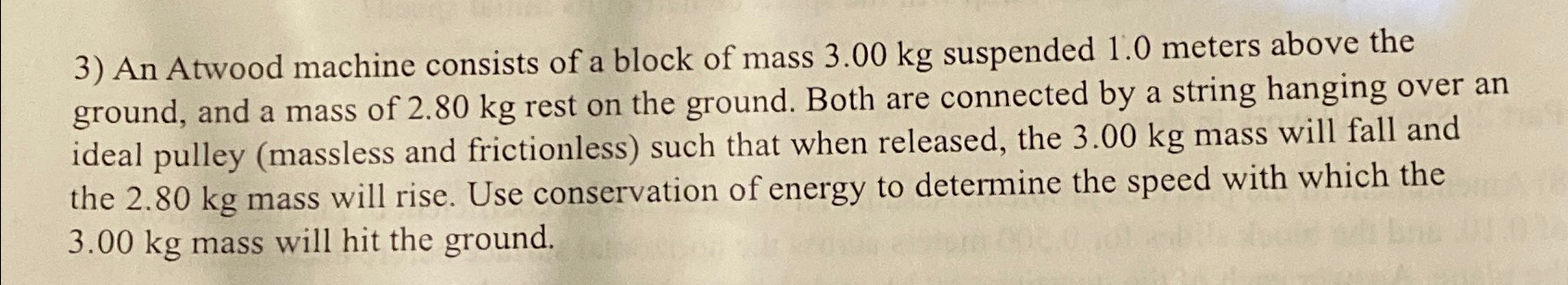 Solved An Atwood machine consists of a block of mass 3.00kg | Chegg.com
