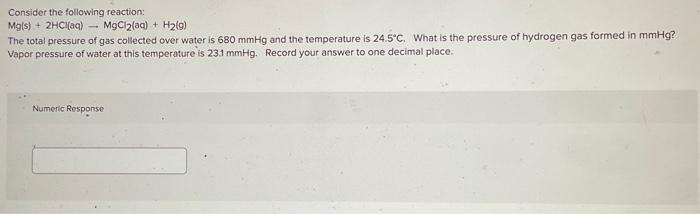 Solved Consider the following reaction: | Chegg.com