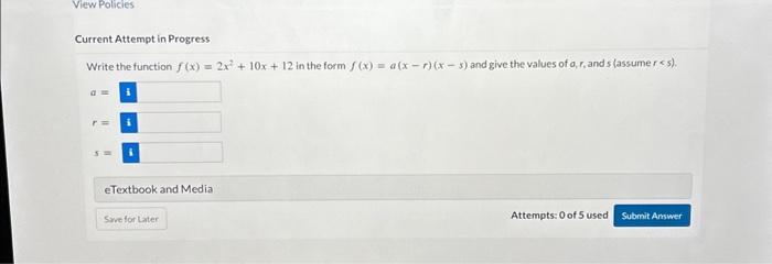 Solved View Policies Current Attempt in Progress Write the | Chegg.com