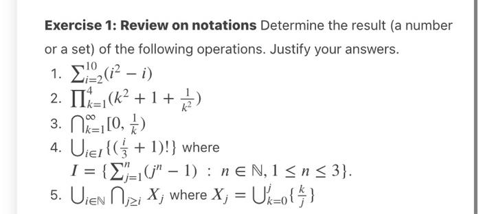 Solved Exercise 1: Review on notations Determine the result | Chegg.com