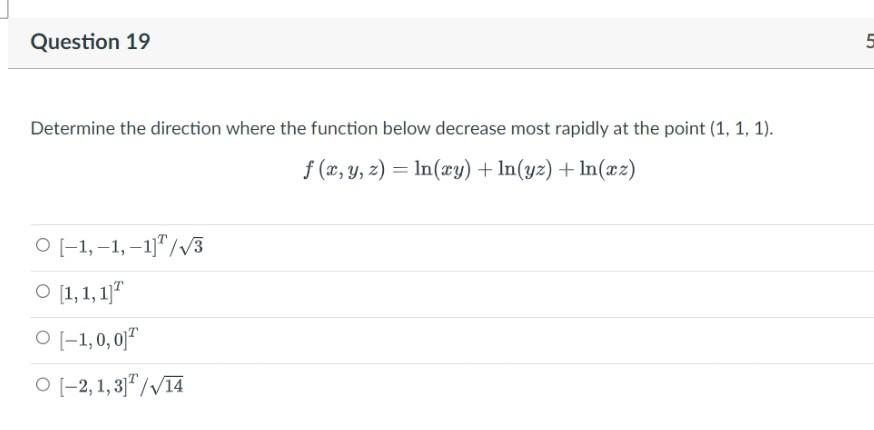 Solved Determine the direction where the function below | Chegg.com