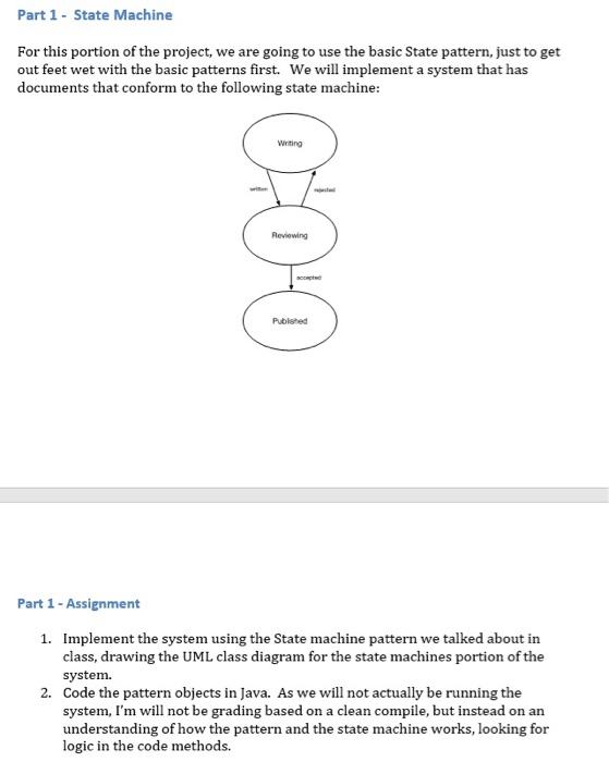 Part 1 - State Machine For this portion of the | Chegg.com