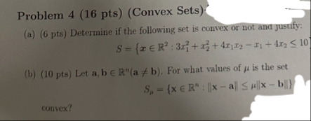Problem 4(16pts) (Convex Sets)(a) ( 6 ﻿pts ) | Chegg.com