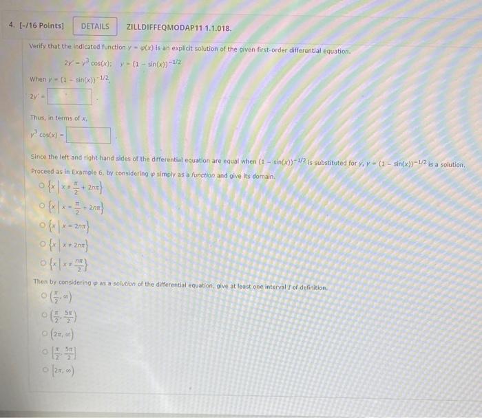 Solved Verify That The Indicated Function Y φ X Is An