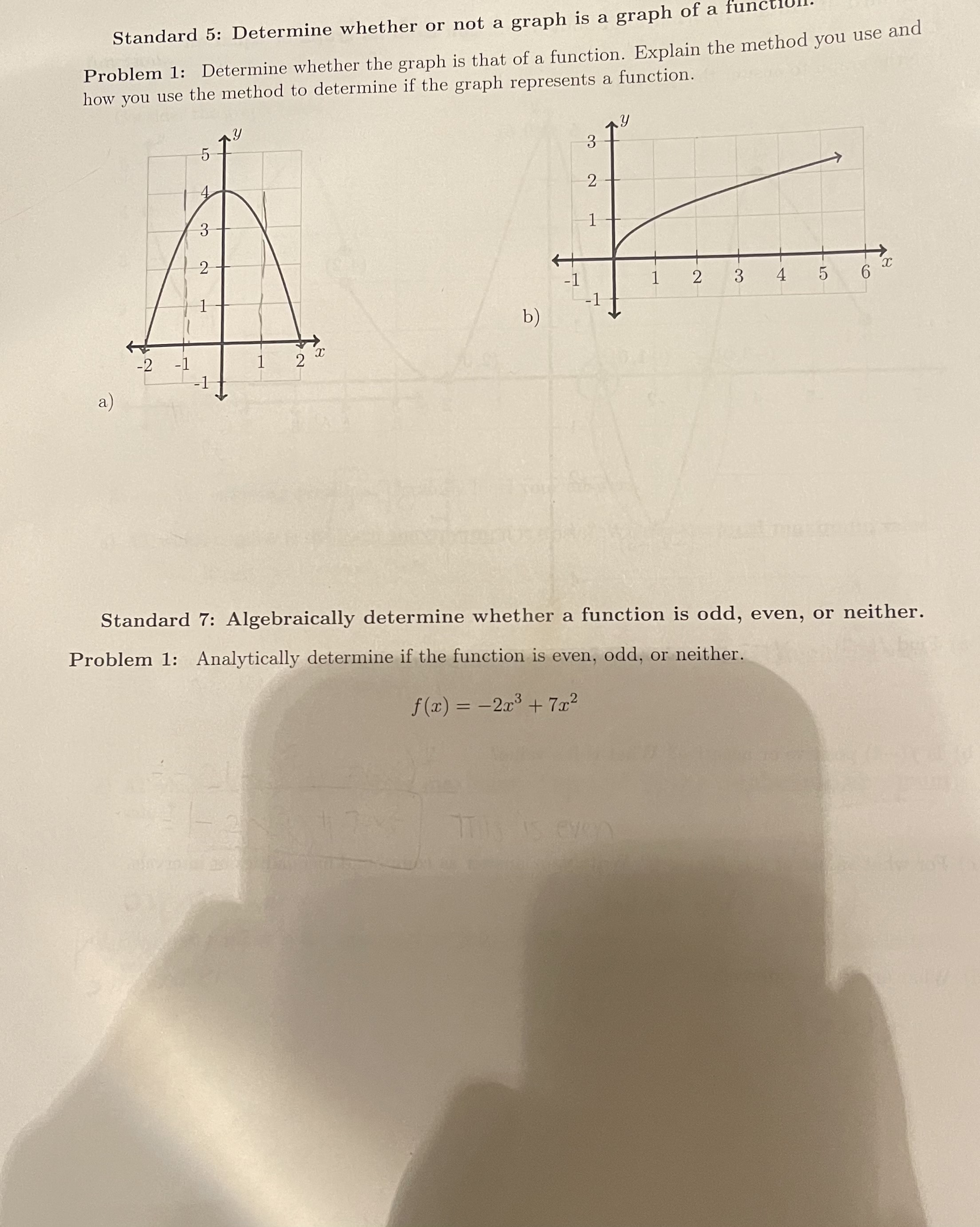 Solved Standard 5: Determine whether or not a graph is a | Chegg.com
