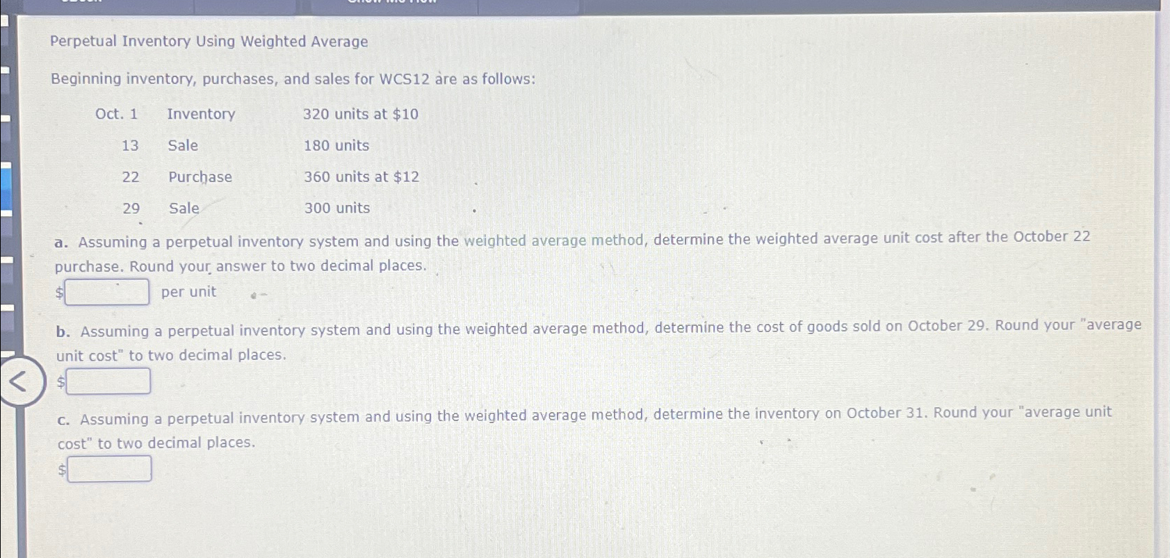 Solved Perpetual Inventory Using Weighted AverageBeginning | Chegg.com