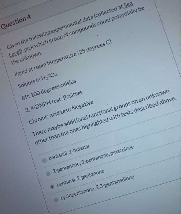 Solved Question 4 Given the following experimental data | Chegg.com