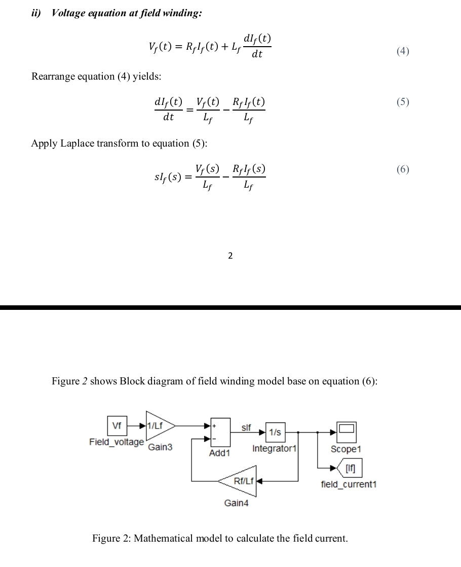 Solved ii) ﻿Voltage equation at field | Chegg.com