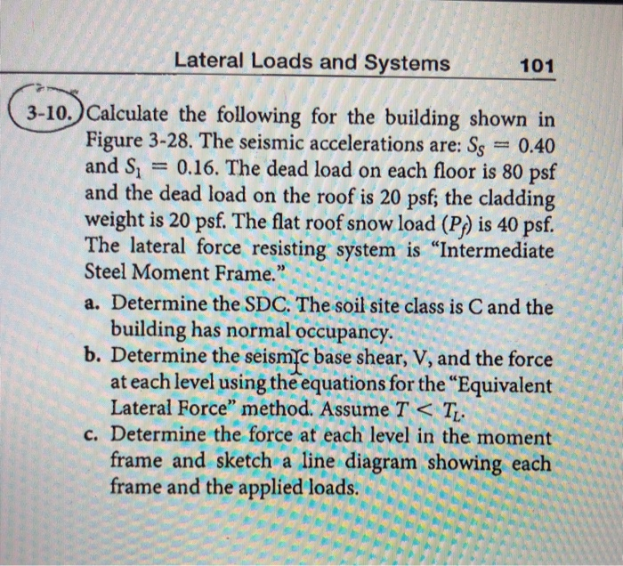 6. Seismic load calculations (a) Text Problem 3-10. | Chegg.com
