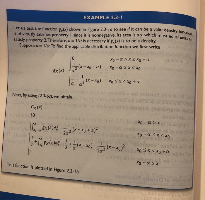 EXAMPLE 2.3-1 d density function ch must equal unity | Chegg.com