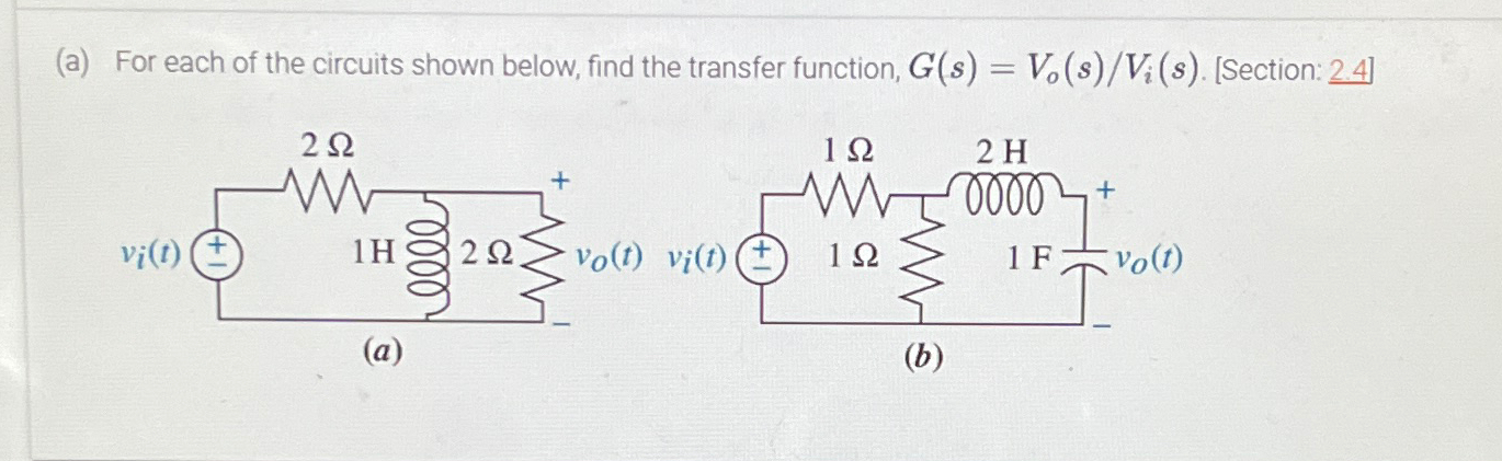 Solved (a) ﻿For each of the circuits shown below, find the | Chegg.com