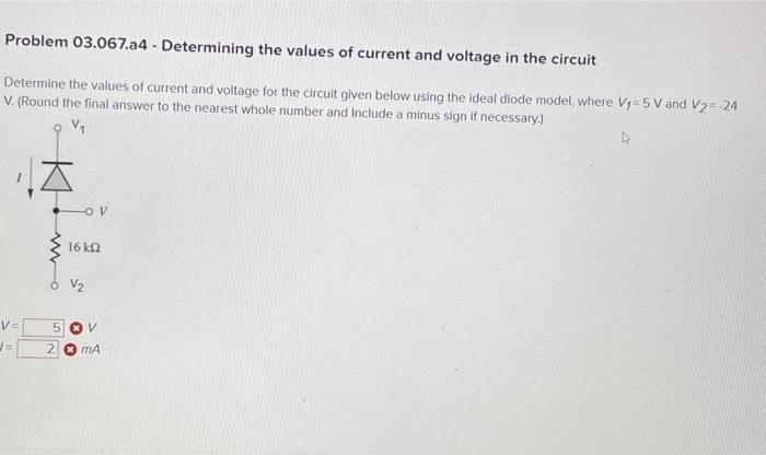 Solved Problem 03.067.a4 - Determining the values of current | Chegg.com