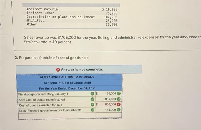 Solved Alexandria Aluminum Company, a manufacturer of | Chegg.com