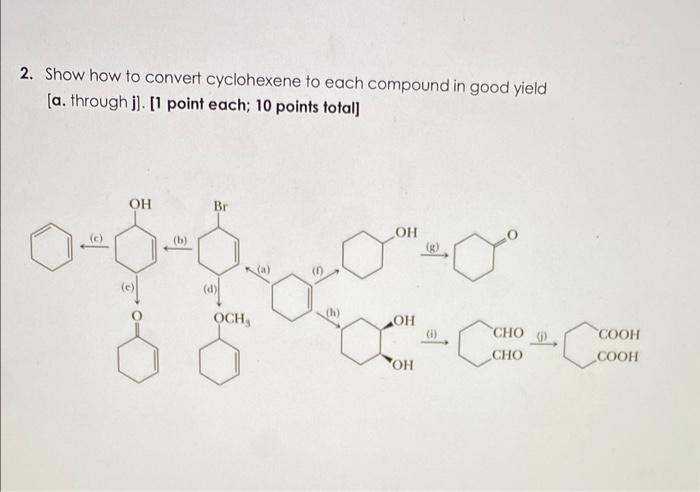 Solved 2. Show how to convert cyclohexene to each compound | Chegg.com