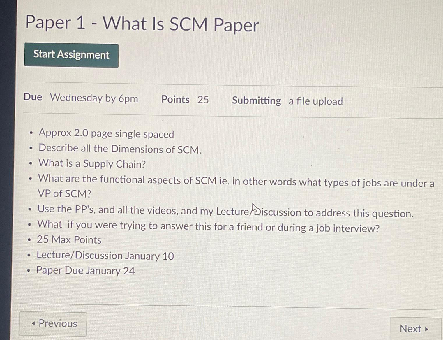 Solved Paper 1 - ﻿What Is SCM PaperDue Wednesday by 6 ﻿pm | Chegg.com