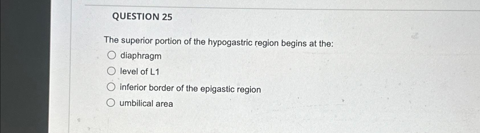 Solved QUESTION 25The superior portion of the hypogastric | Chegg.com