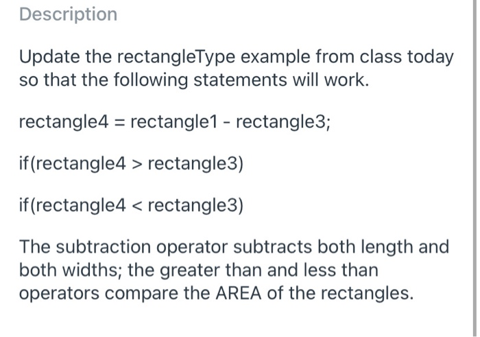 Solved Description Update the rectangleType example from | Chegg.com