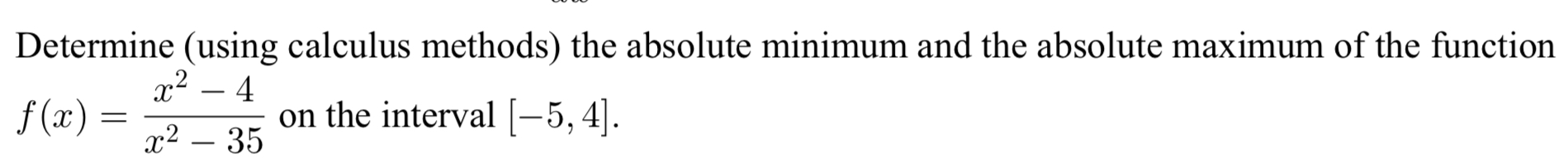 Solved Determine (using ﻿calculus methods) ﻿the absolute | Chegg.com