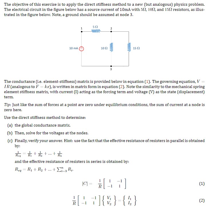 Solved The objective of this exercise is to apply the direct | Chegg.com