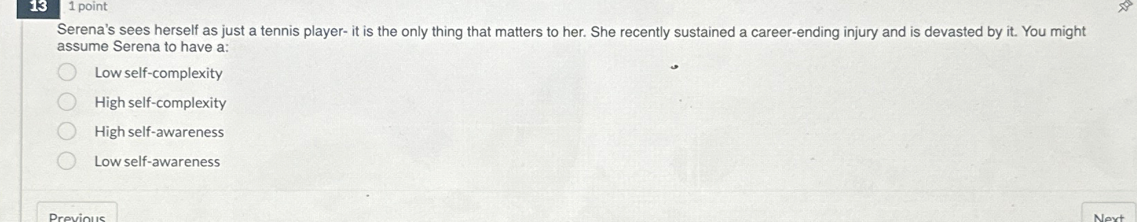 Solved 13 1 ﻿pointSerena's sees herself as just a tennis | Chegg.com
