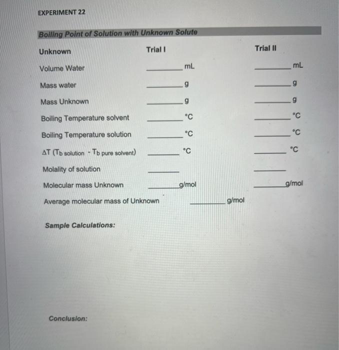 Solved EXPERIMENT 22 Scientist: Lab Report: Boiling Point | Chegg.com