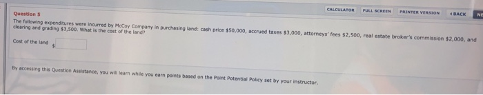 Solved CALCULATOR FULL SCREEN PRINTER VERSION BACK Question | Chegg.com