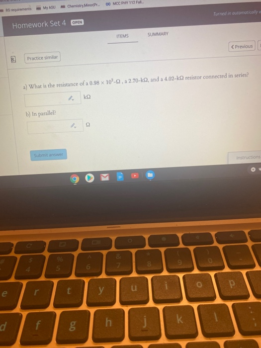 Solved My ASU Srequirements Chemistry Minor_ 00 MCC PHY 112 | Chegg.com