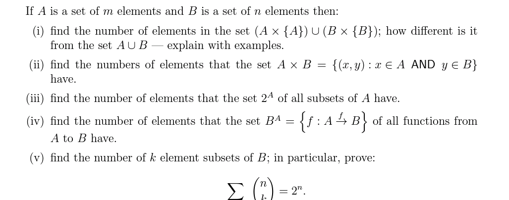 Solved If A ﻿is a set of m ﻿elements and B ﻿is a set of n | Chegg.com