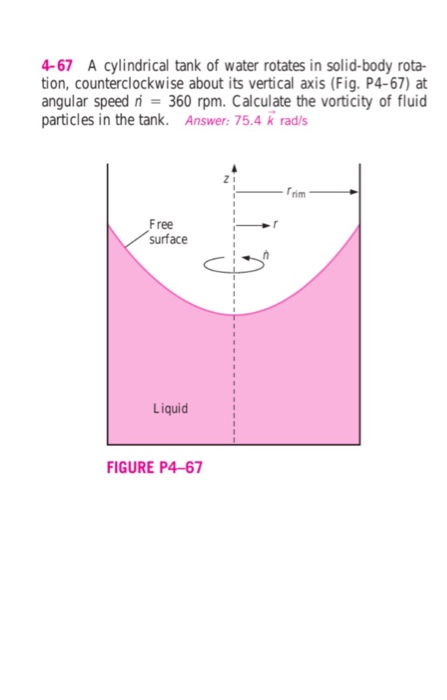 Solved 4-67 A cylindrical tank of water rotates in | Chegg.com