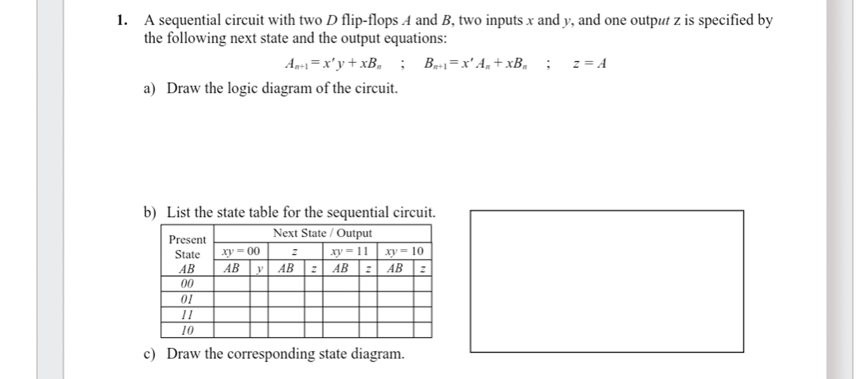 Solved A sequential circuit with two D ﻿flip-flops A and B, | Chegg.com