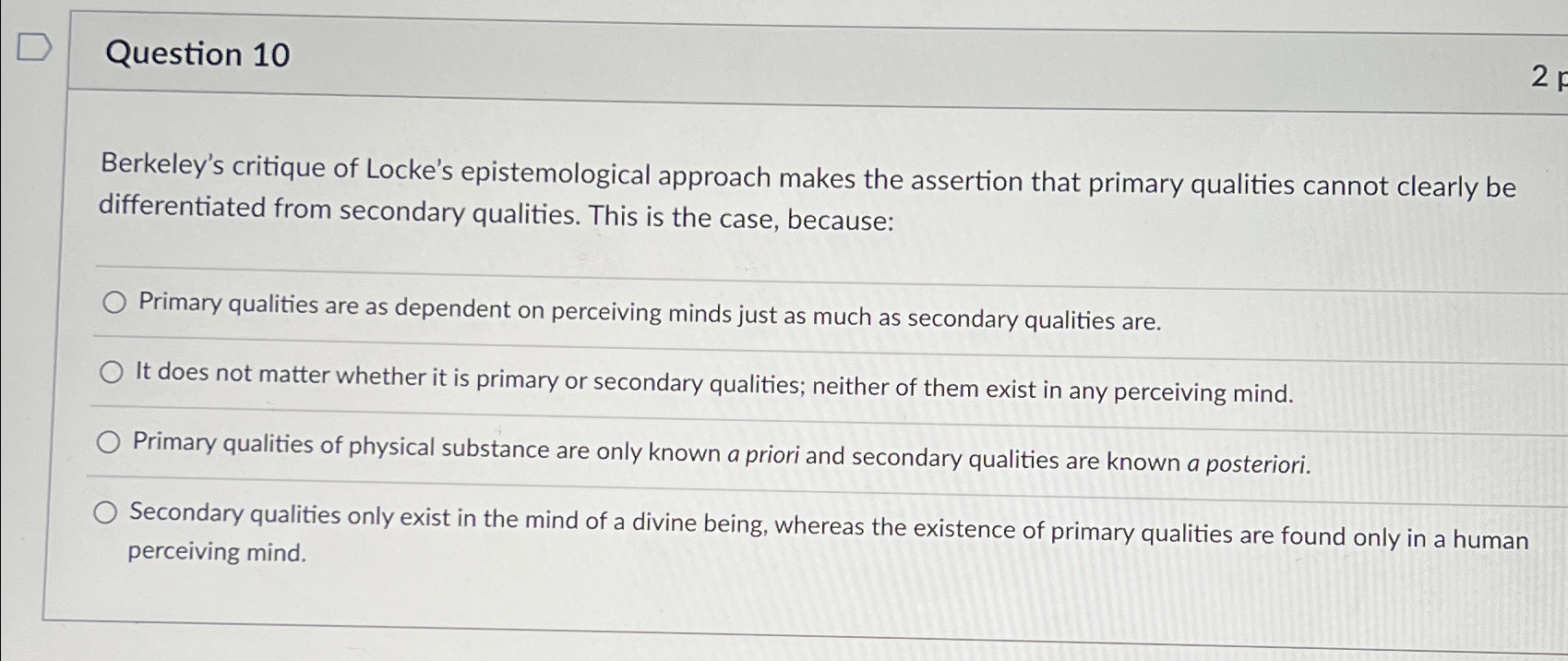 Solved Question 10Berkeley's critique of Locke's | Chegg.com