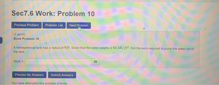 Solved Sec7.6 Work: Problem 1 Previous Problem Problem List | Chegg.com