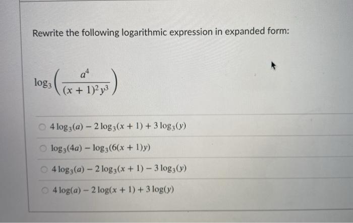 Solved Rewrite the following logarithmic expression in | Chegg.com