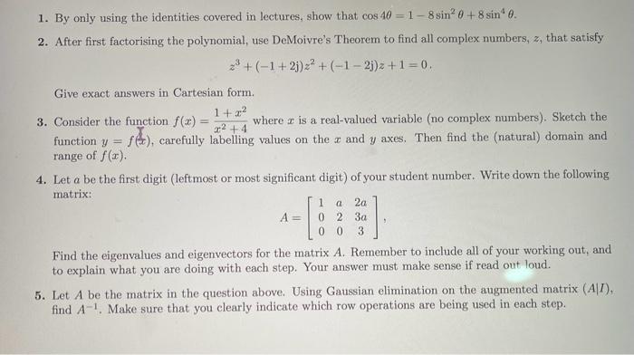 Solved 1. By only using the identities covered in lectures, | Chegg.com