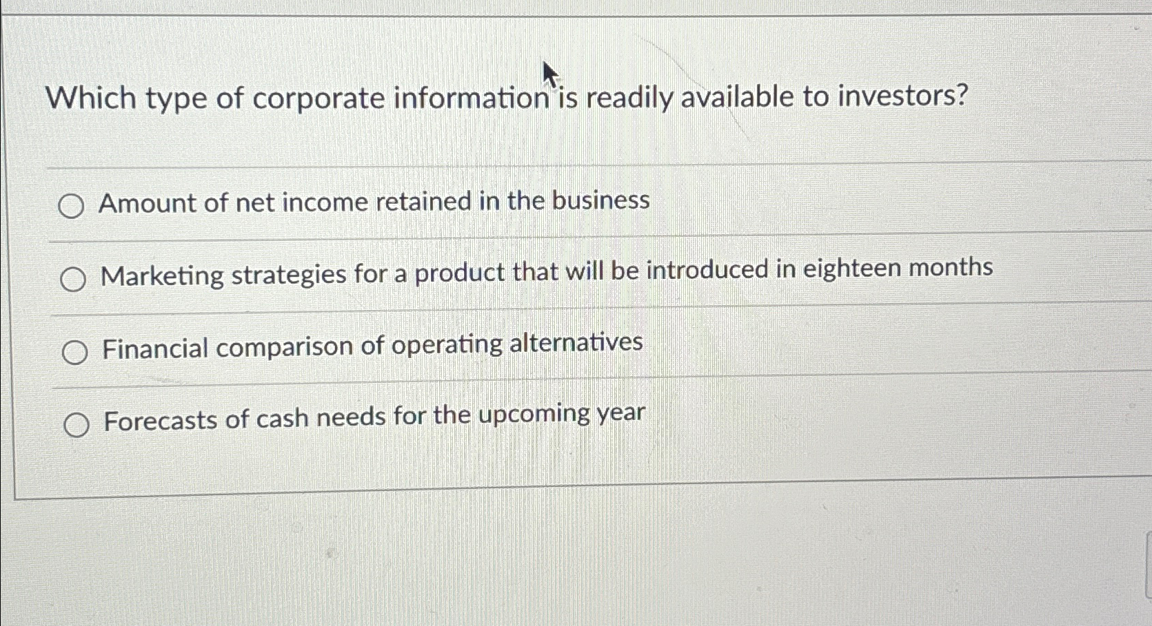 Solved Which type of corporate information is readily | Chegg.com