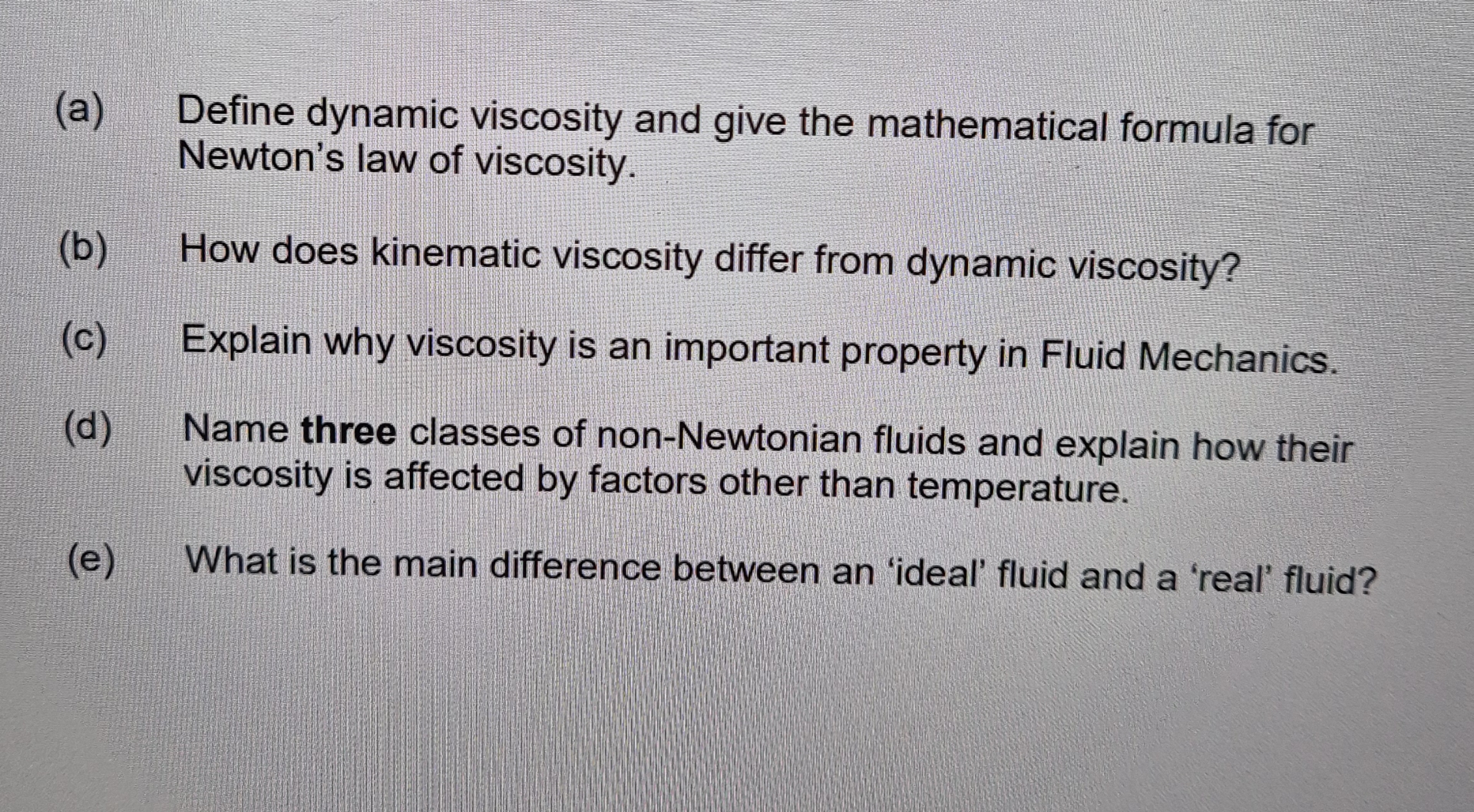 Solved (a) ﻿Define dynamic viscosity and give the | Chegg.com