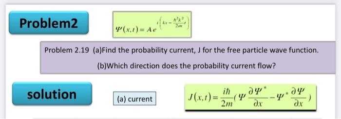 Solved Problem2 kx-NPA 2 1 (x,t)= Ae Problem 2.19 (a) Find | Chegg.com